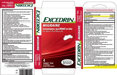 Excedrin Migraine Tablets Package Insert Prescribing Info