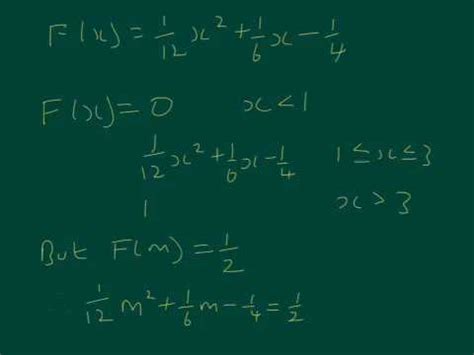 S2 Continuous Random Variables - Median and Quartiles - YouTube