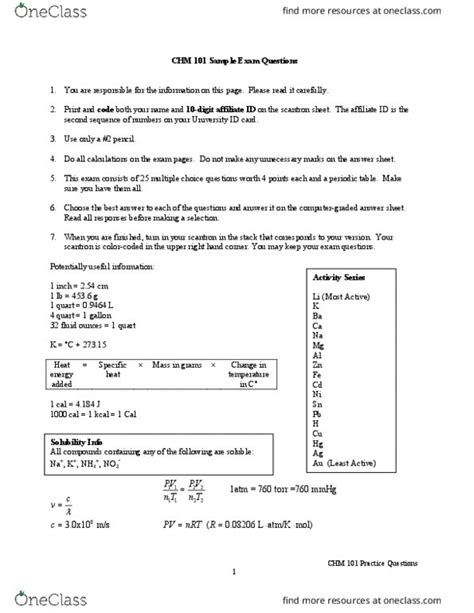 CHM Midterm Exam OneClass