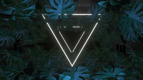 Premium Photo A Neon Triangle Frame With A Tropical Plant In The