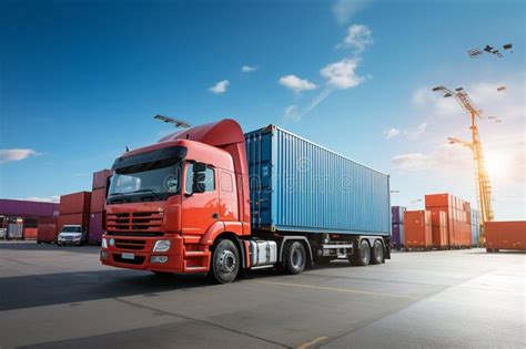 Efficient Cargo Handling By A Container Handler And Truck In Logistics Stock Illustration