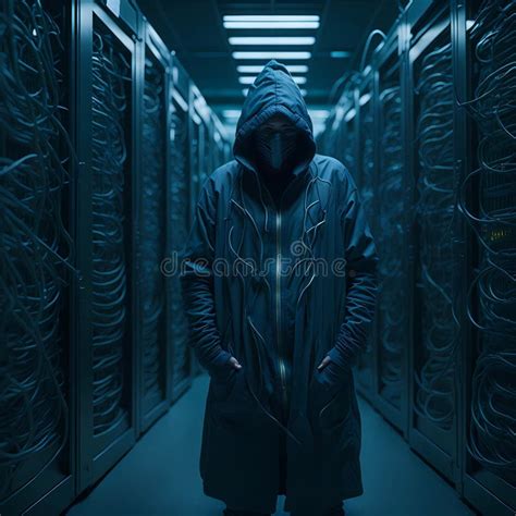 Dangerous Hacker Steal Data In A Server Room Web Security Concept