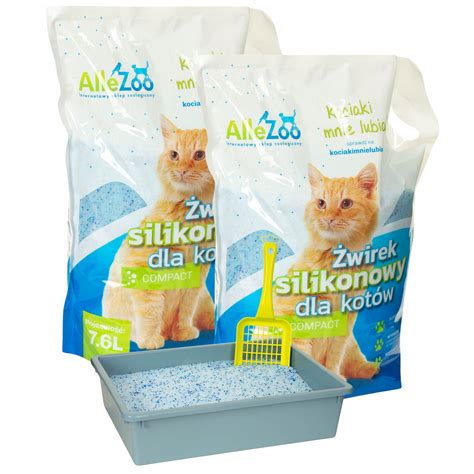 AlleZoo Żwirek Silikonowy Dla Kota Compact Drobny Naturalny 2x7 6l