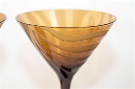 1990s Murano Martini Stemmed Glasses Vintage Etched Barware Set Of 4 At