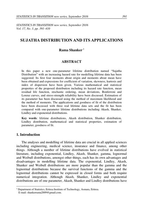 Pdf Sujatha Distribution And Its Applications