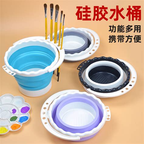 Pen Washing Bucket多功能美术洗笔桶可折叠水桶美术硅胶水桶水粉颜料洗笔绘画折叠桶新品现货24826 Shopee