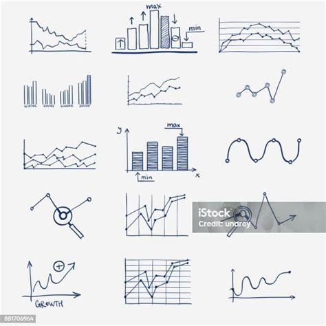 비즈니스 금융 통계 인포 그래픽 요소를 손으로 그린 낙서 개념그래프 차트 화살표 표시 검색 수입 돈 이익 그리기에 대한 스톡
