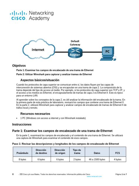 7 1 6 Lab Use Wireshark To Examine Ethernet Frames V004 Pdf Ip Address Internet Protocols