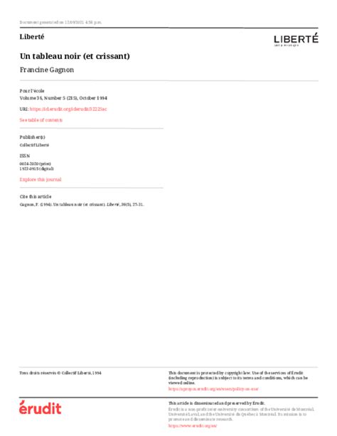 Pdf Un Tableau Noir Et Crissant