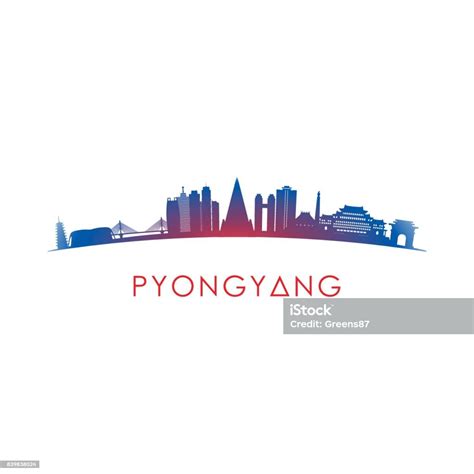 평양 스카이 라인 실루엣입니다 흰색 배경 벡터 디자인입니다 0명에 대한 스톡 벡터 아트 및 기타 이미지 0명 건물 외관