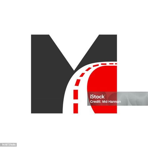 도로 경로 기호 벡터 템플릿을 기반으로 한 문자 M 교통 로고 개념에 대한 스톡 벡터 아트 및 기타 이미지 개념 거리 경관 Istock