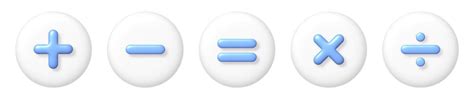 Math 3D Icons Set Blue Arithmetic Plus Minus Equals Multiply And