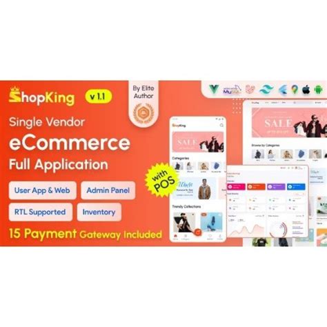 Shopking Ecommerce App With Laravel Website Admin Panel With Pos