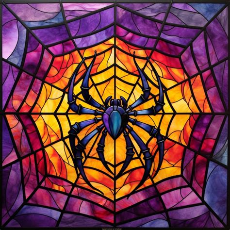 Premium Ai Image A Close Up Of A Stained Glass Window With A Spider