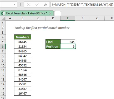 Lookup The First Partial Match Number