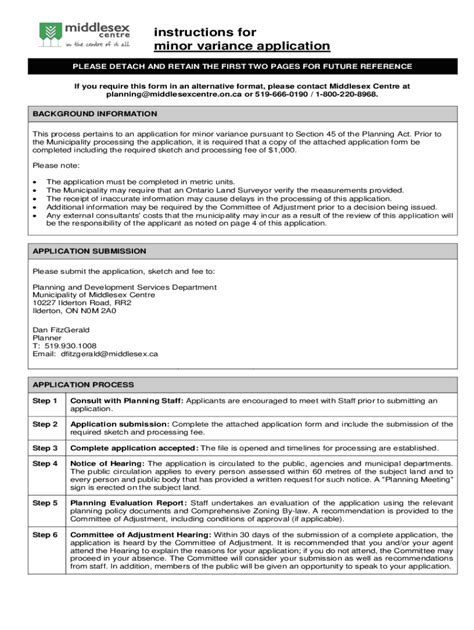 Fillable Online Instructions For Consent Application Middlesex Centre