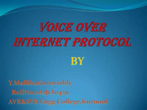 Voice Over Internet Protocol Ppt