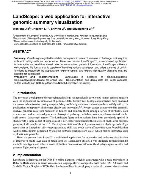 Pdf Landscape A Web Application For Interactive Genomic Summary