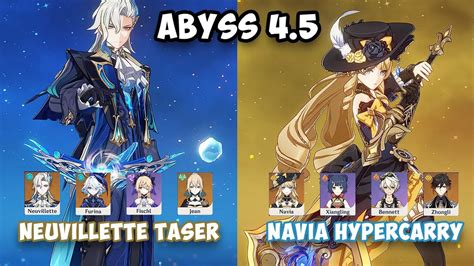 C0 Neuvillette Taser And C0 Navia Hypercarry Abyss 45 Genshin Impact