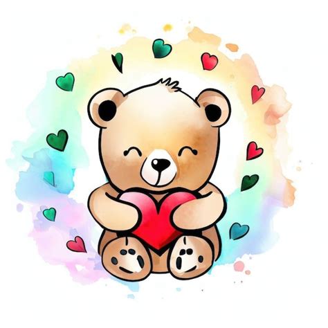 Premium Ai Image A Drawing Of A Teddy Bear Holding A Heart