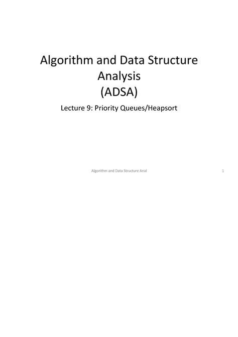 Heap Sort Priority Queues 1 Algorithm And Data Structure Analysis