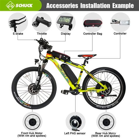 36v 48v 500w Electric Bike Conversion Kit Rear Wheel Brushless Hub