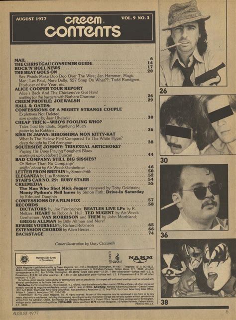 Creem Magazine August 1977 Kiss Alice Cooper Sex Pistolsbeatles Bad Company Van Morrison Heart