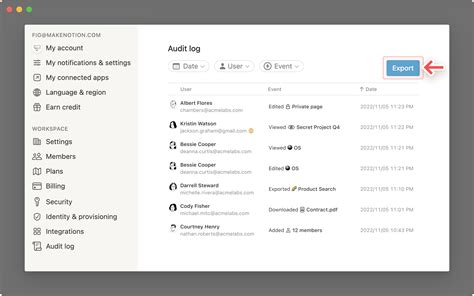 Audit Log Notion Help Center