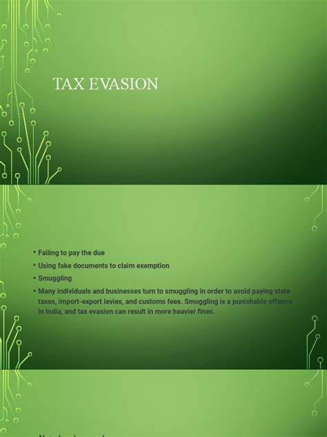 Examples For Tax Evasion Pdf
