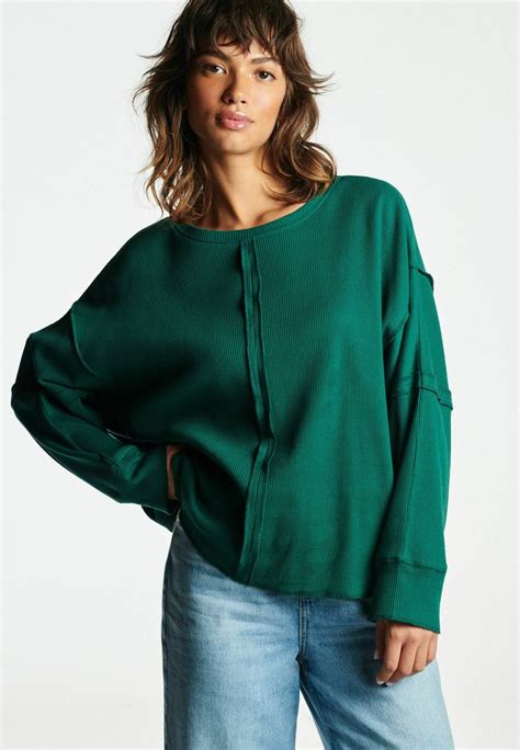 Next Long Sleeve Seam Detail Texture Standard Strickpullover Forest