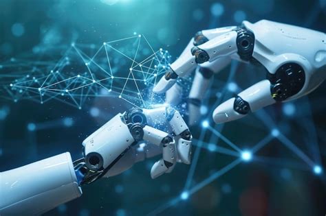 Premium Photo Robot And Human Touch On Global Virtual Network