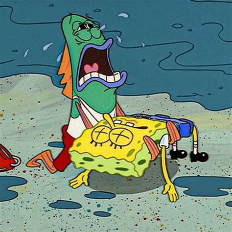 Sponge Fan Drowning 스폰지밥 Spongebob 게시물 뚱이 힐링 Patrick 귀여운 추억 만화 슬픔 Sad 공감