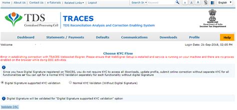 How To Resolve Error In Establishing Connection With TRACES Websocket