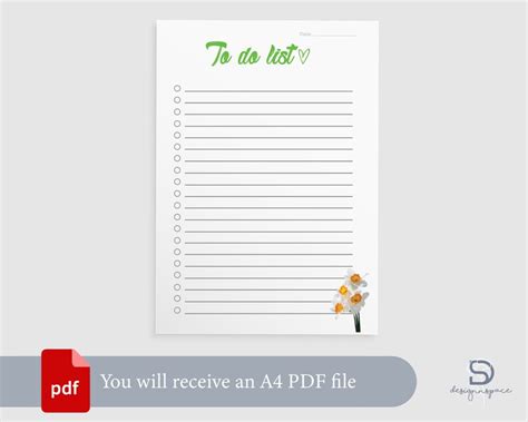 Printable To Do List Simple Tasks List Template Productivity Etsy