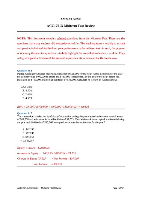 Acc1701x Midterm Test Review Ay2223 Sem Acc1701x Midterm Test Review Note This Document
