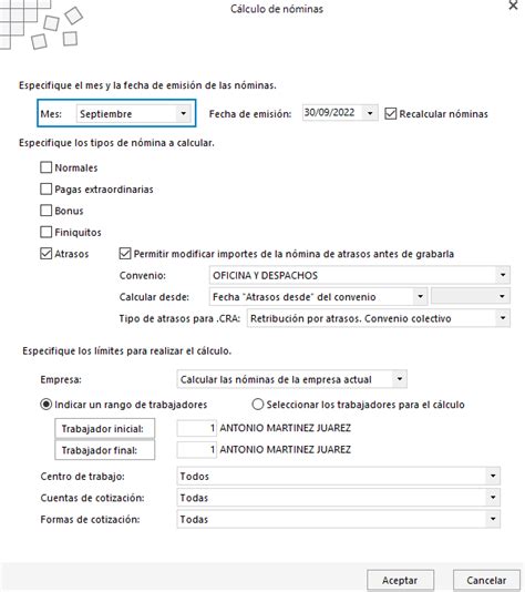 N1214 Error al imprimir una nómina de atrasos la conversión del tipo