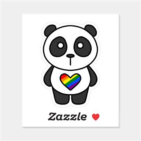 Pride Panda With Pride Flag Heart Sticker Zazzle Heart Stickers