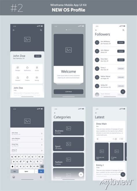 Wireframe Kit For Mobile Phone Mobile App Ui Ux Design New • Wall Stickers
