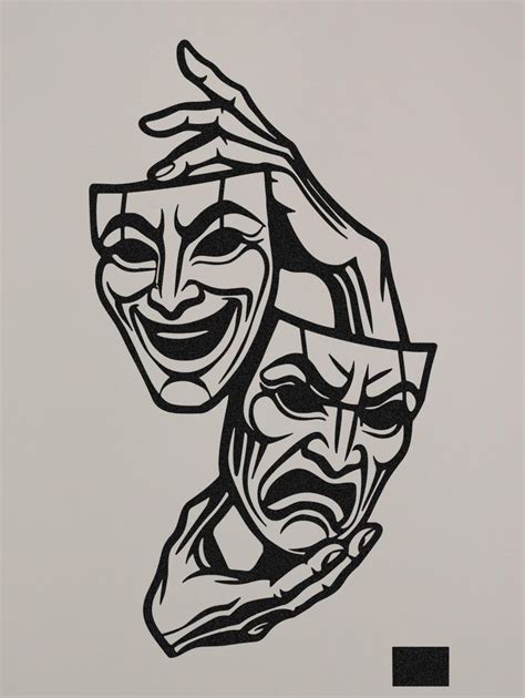 Classic Theater Masks Ornament Theater Symbol Four Elements Tattoo