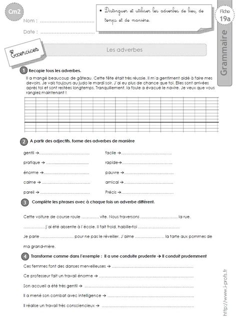 Exercices Sur Les Adverbes