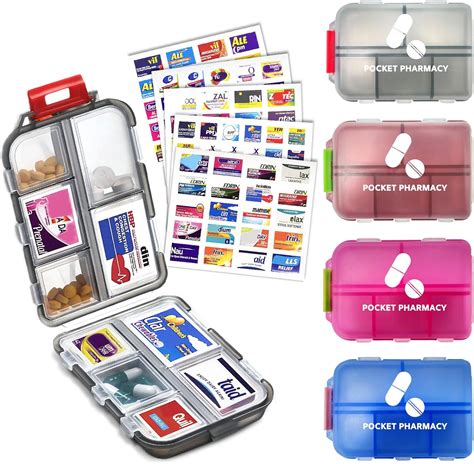Pocket Pharmacy 4packs With Brand Labels Portable Travel Med Wallet