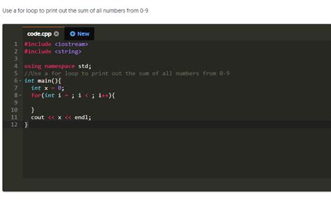 Solved Use A For Loop To Print Out The Sum Of All Numbers Chegg Com