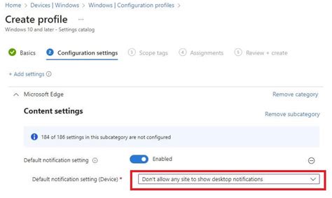 how to disable browser notifications using intune