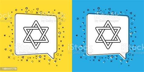 노란색과 파란색 배경에 격리 된 다윗 아이콘의 줄 별을 설정합니다 유대인 종교의 상징 이스라엘의 상징 벡터 0명에 대한 스톡