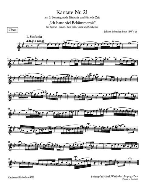 Ich hatte viel Bekümmernis BWV von Johann Sebastian Bach im Stretta Noten Shop kaufen