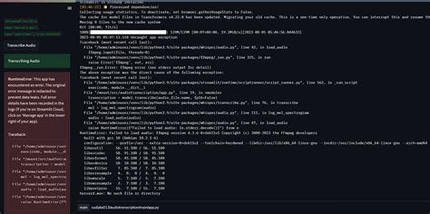 Error In Audio Transcription App Using Whisper Hosted On Streamlit