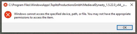 Windows Cannot Access Medieval Dynasty Need Help Please Rxboxgamepass