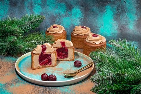 Premium Photo Cakes Filled With Cream And Cherry Jam Box Eclairs New