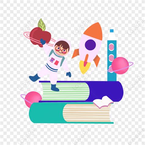 손으로 그린 만화 교육 일러스트 학습 공간 그림 푸른색 우주 Png 일러스트 무료 다운로드 Lovepik