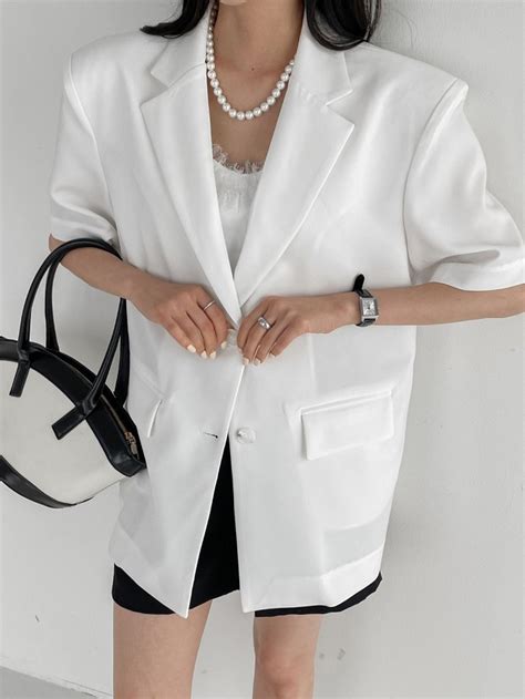 ﻿모카 구김제로 고퀄리티 박시핏 오버핏 어깨패드 뒷트임 여름 반팔자켓 2color 에이블리